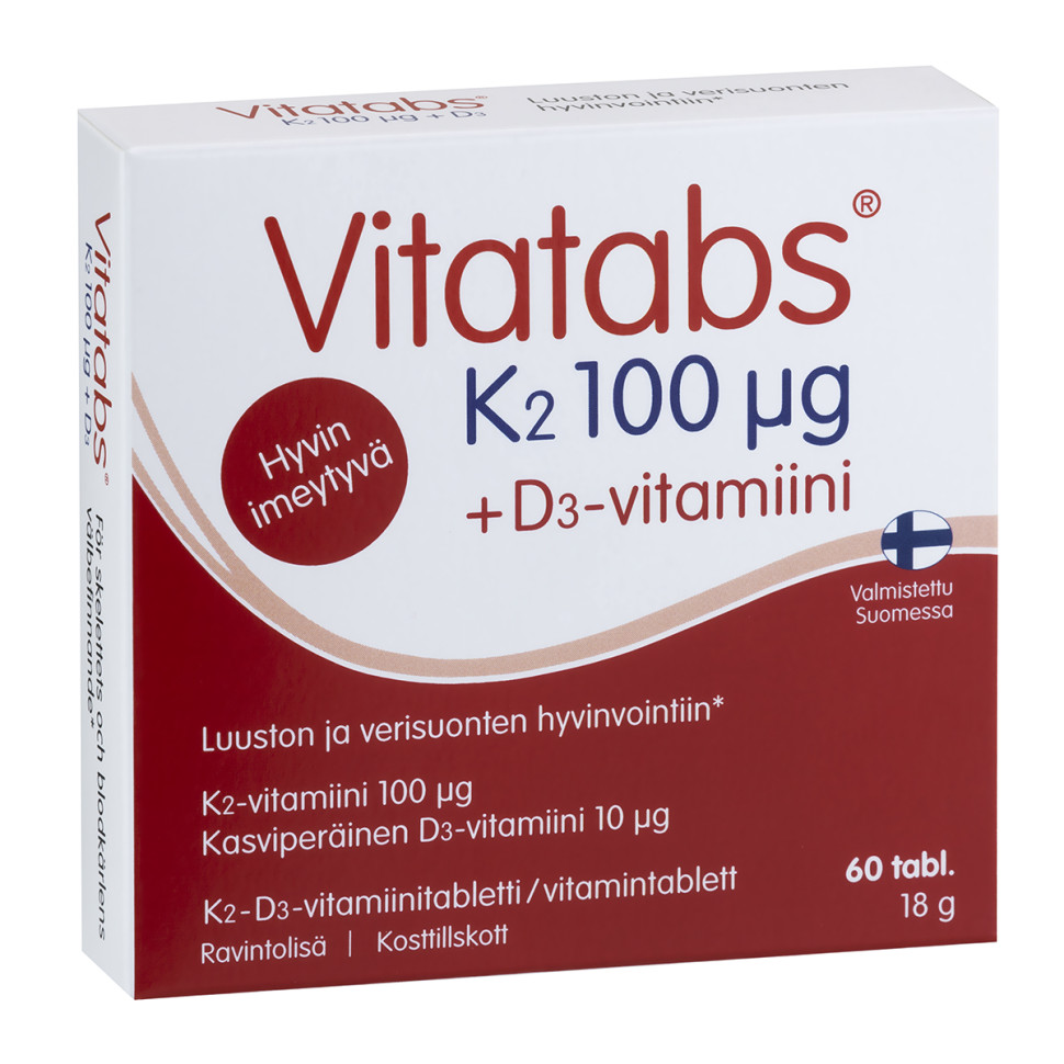 Vitamin K2 Vitatabs K2 100 mcg + D3 60 tabletter.